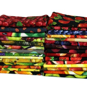 10 Fat Quarters - Fruit Citrus Fruity Food Apples Cherries Pears ...