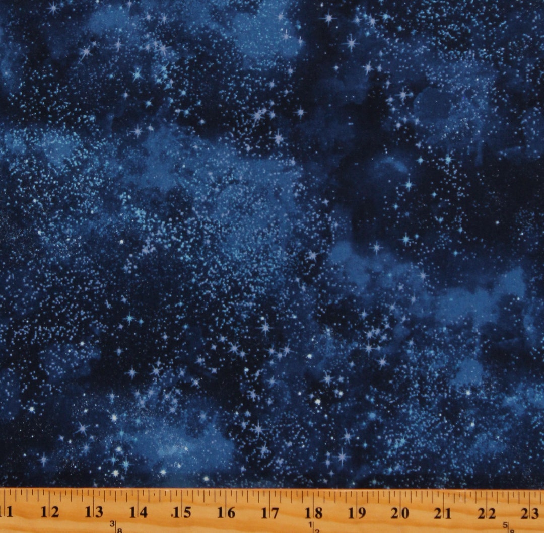 Cotton Stars Starry Night Sky Galaxy Outer Space Blue Cotton Fabric ...