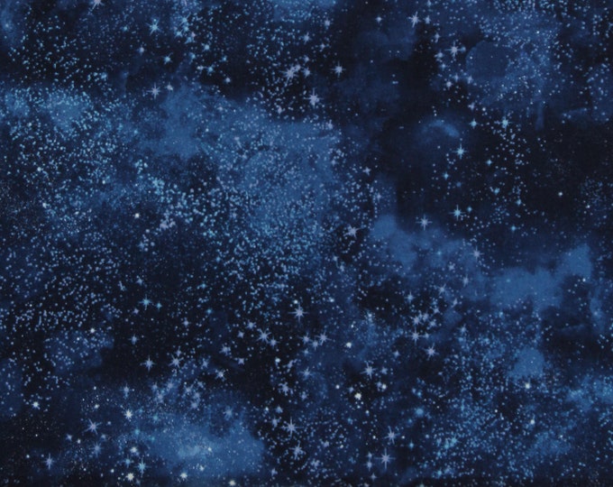 Cotton Stars Starry Night Sky Galaxy Outer Space Blue Cotton Fabric ...