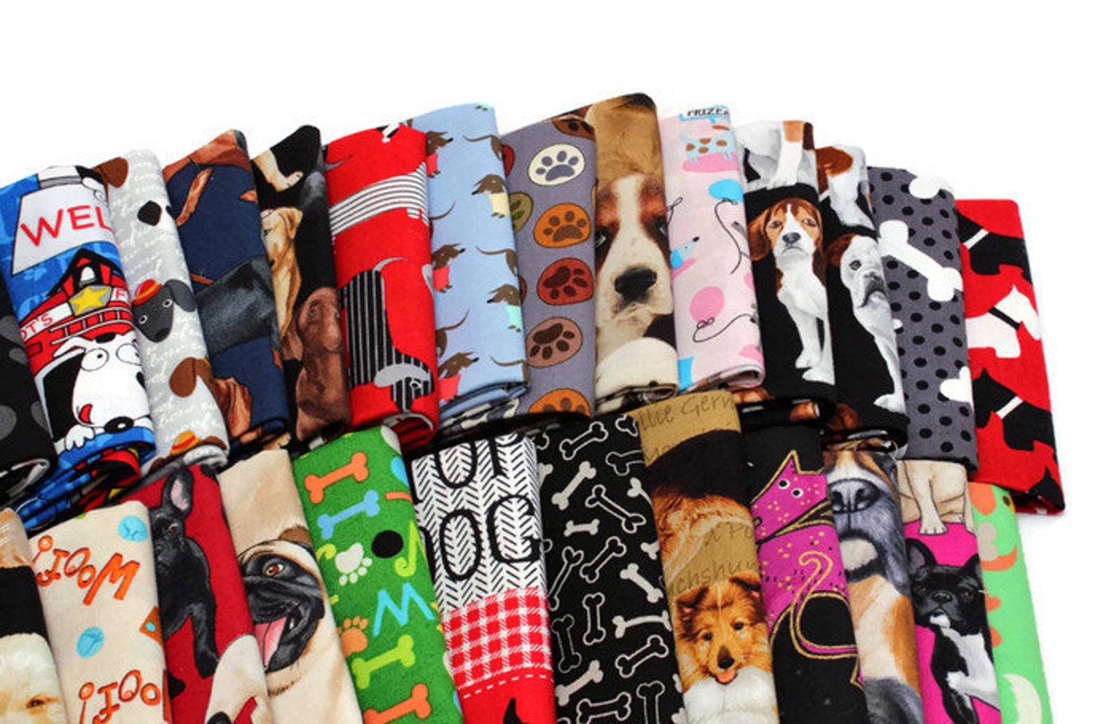 10 Fat Quarters - Dogs Puppy Puppies Canine Pets Animals Quality ...