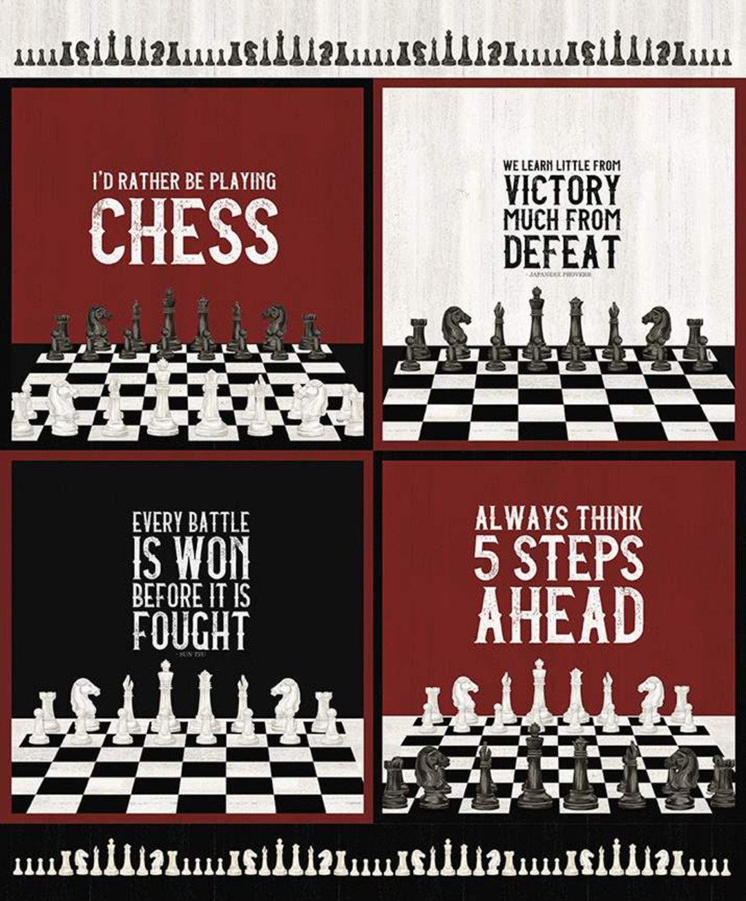 36" X 44" Panel Chess Pieces Boards Games Sayings Phrases Strategy I'd ...