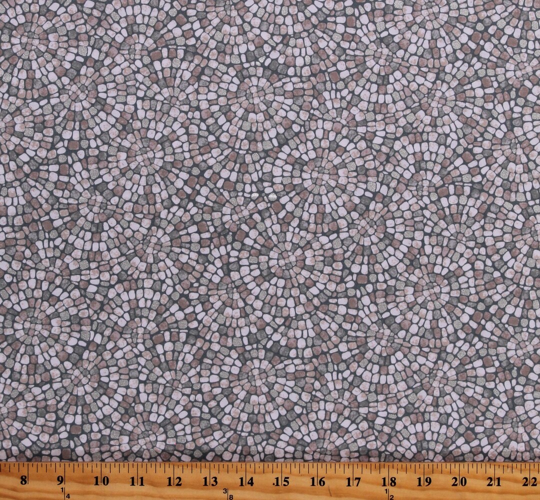 Cotton Cobblestone Stones Mosaic Circles Pavement Neutrals With ...