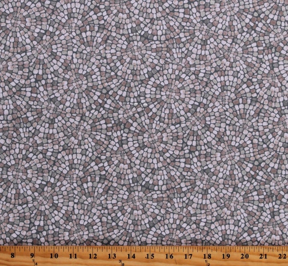 Cotton Cobblestone Stones Mosaic Circles Pavement Neutrals | Etsy