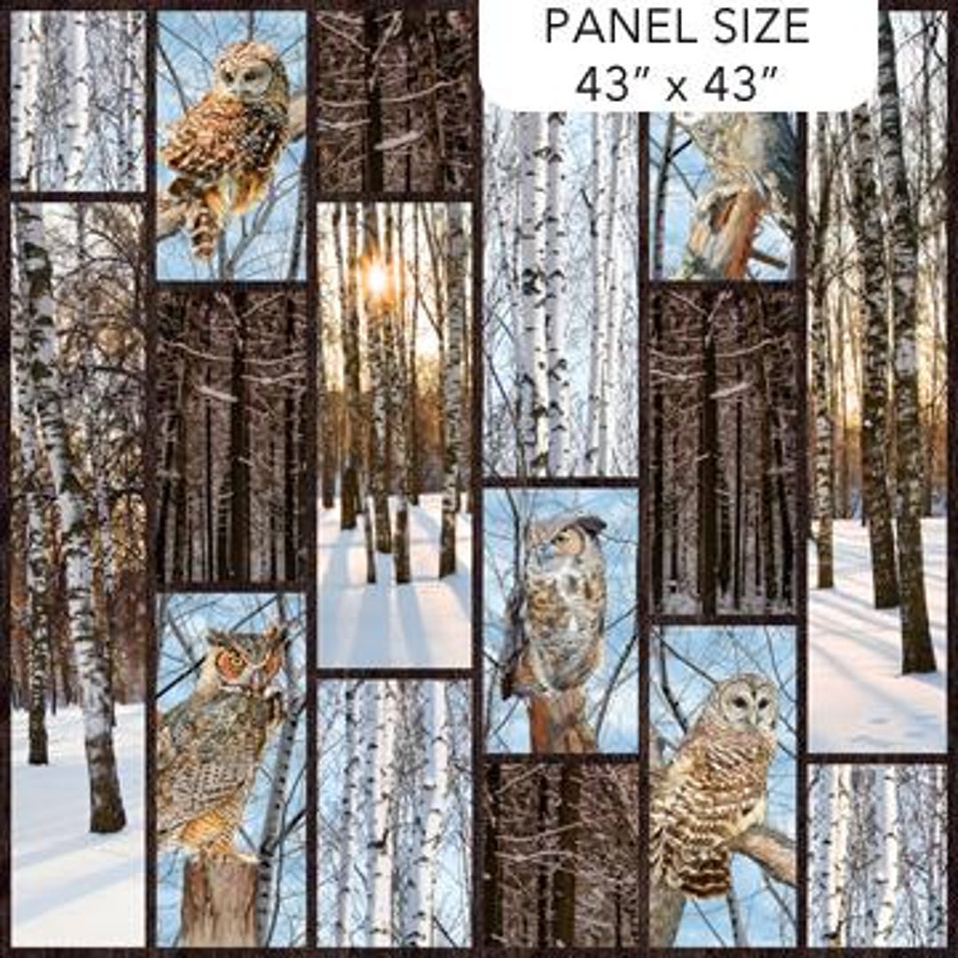 43" X 44" Panel Owls Birds Woods Forest Naturescapes Solitude Dark ...