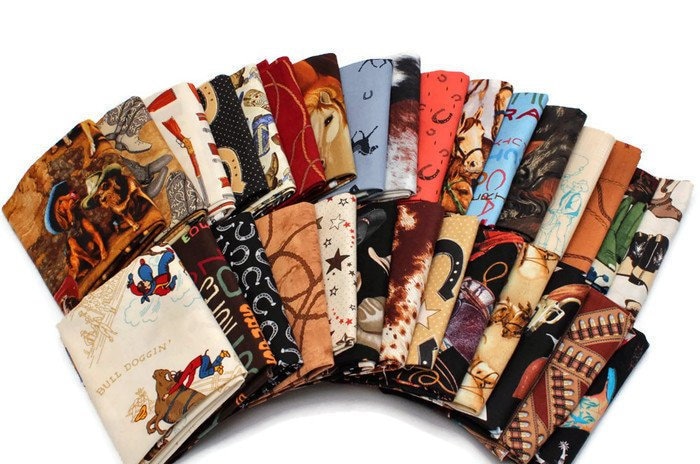 10 Fat Quarters - Assorted Western Cowboys Old West Out West Horses ...