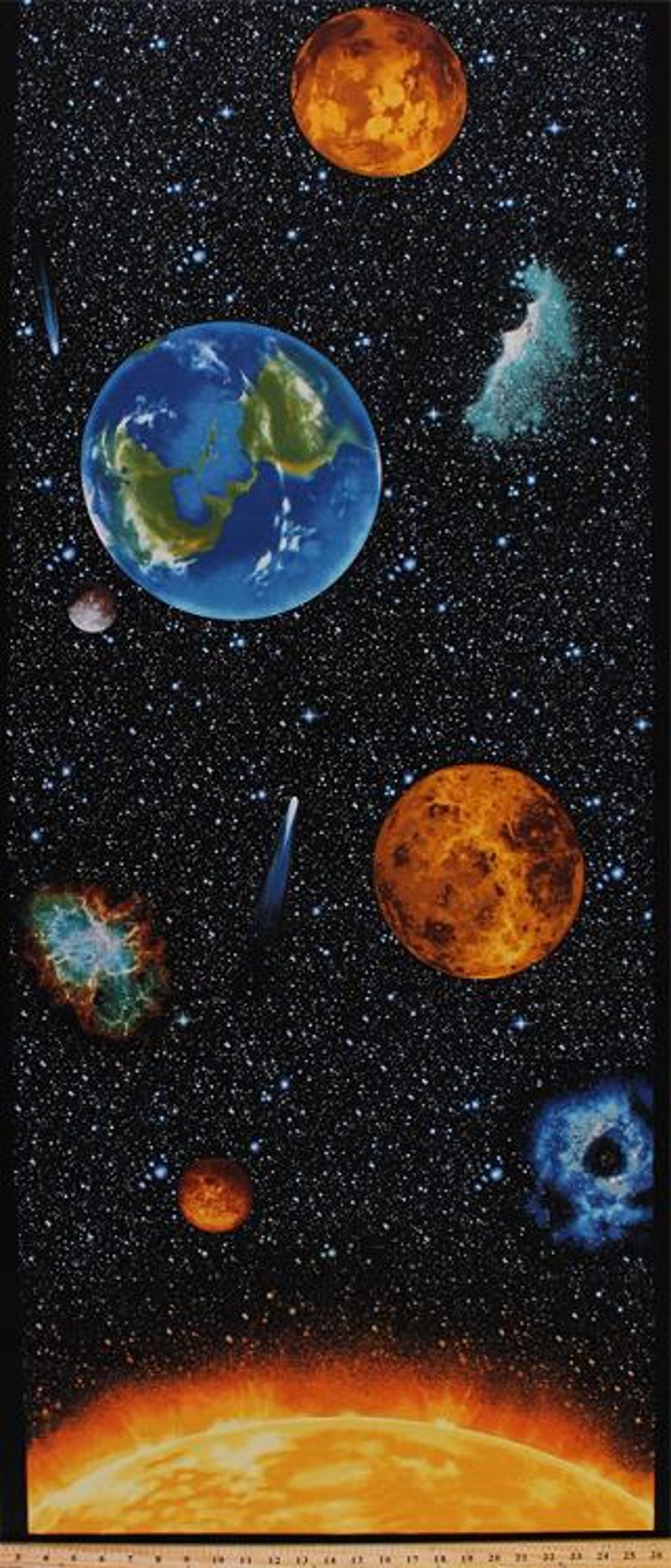 23.5" X 56" Panel Solar System Sun Moon Planets Stars Galaxy Shooting ...
