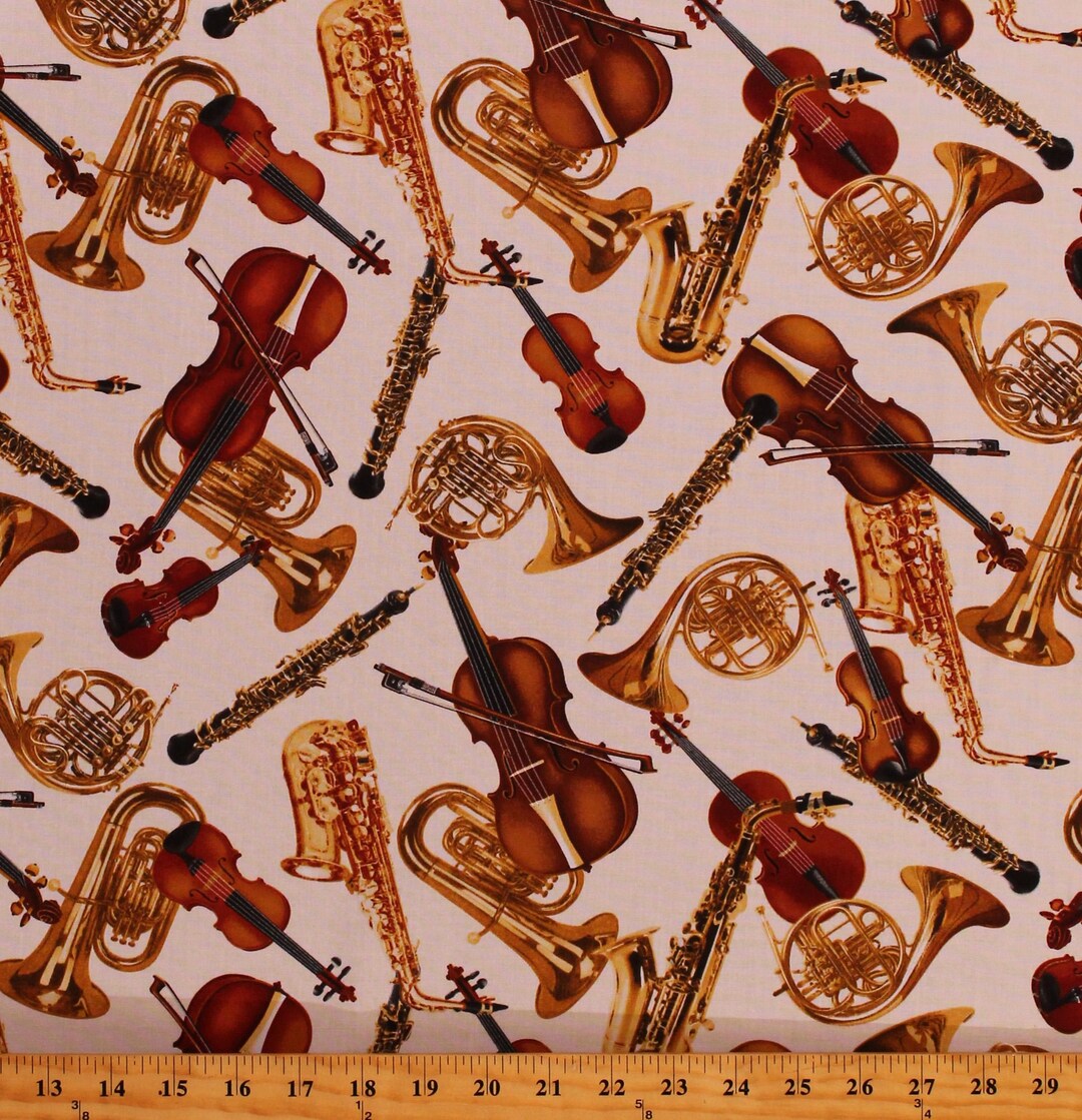 Cotton Music Bass Instruments Violins French Horns Cello Tuba Musical ...