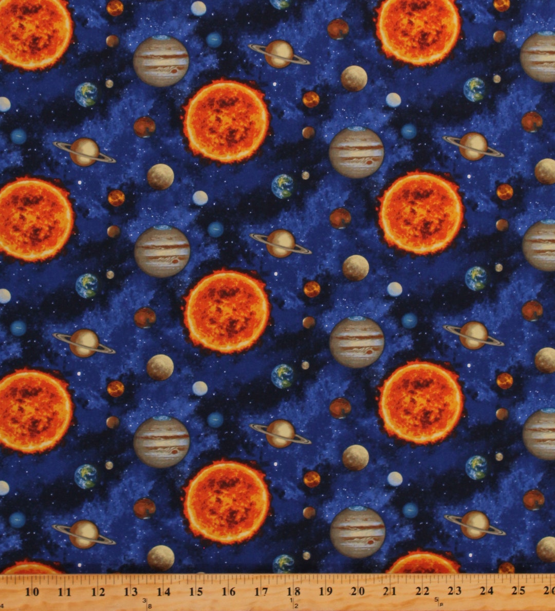 Cotton Planets Solar System Outer Space Galaxy Galaxies Sun Stars Blue ...