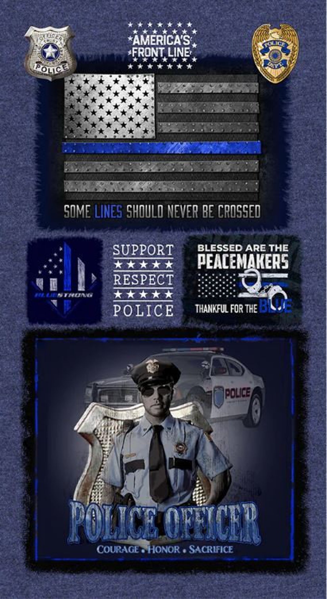 24 X 44 Panel Police Department Thin Blue Line Flag Police Officers Law ...