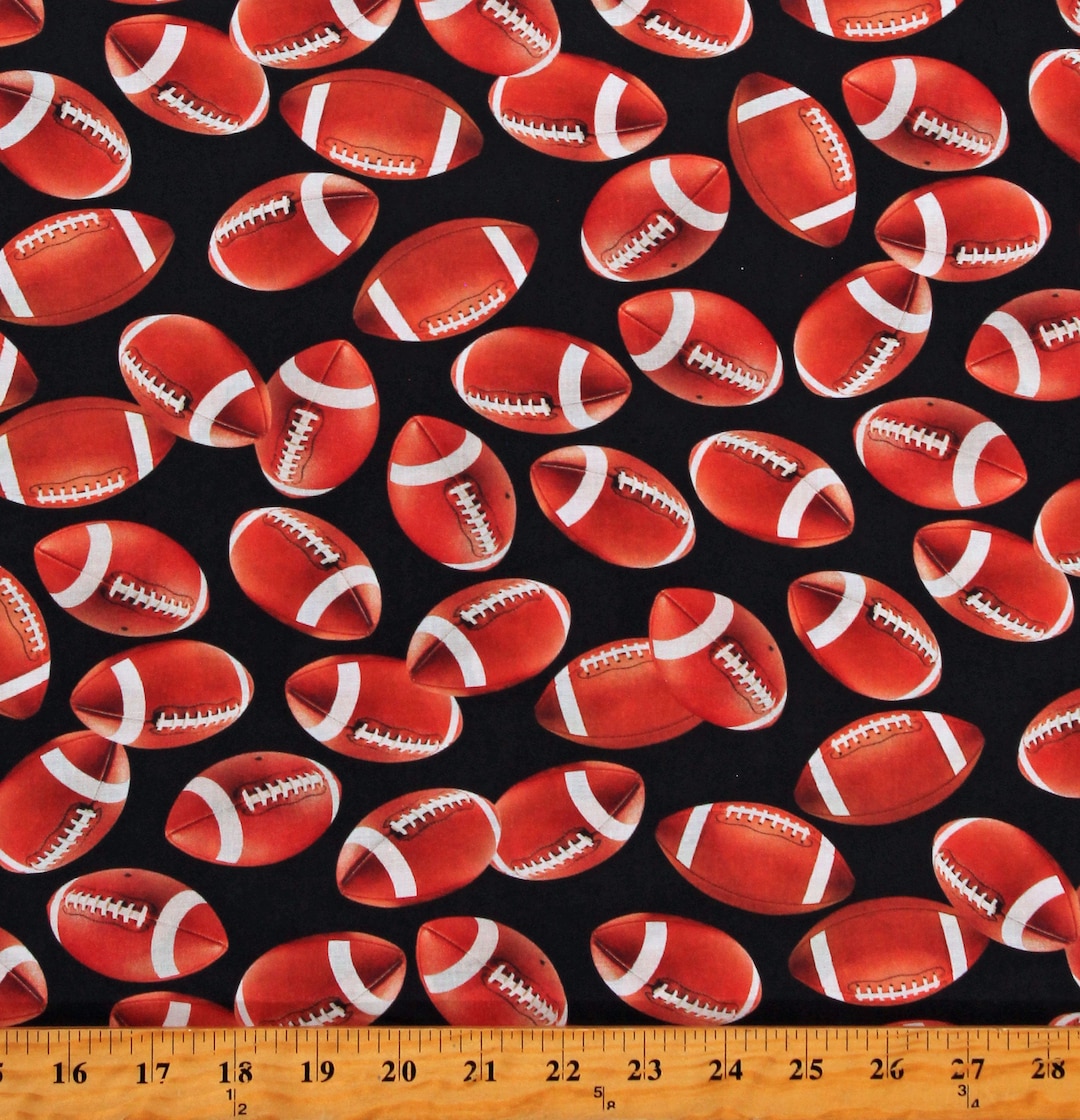 Cotton Footballs Allover on Black Athletics Athlete Sports Life 5 ...