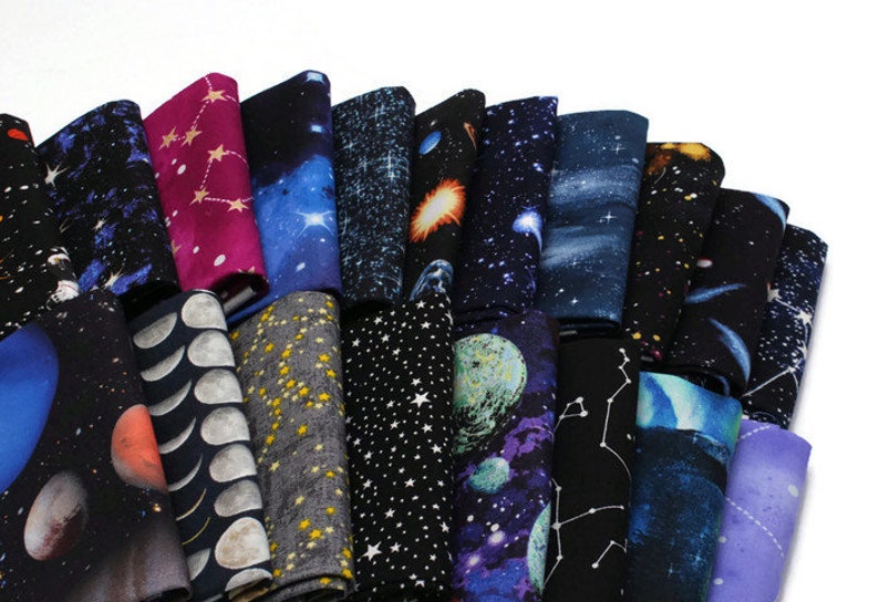 10 Fat Quarters - Outer Space Astronomy Solar System Stars Planets ...