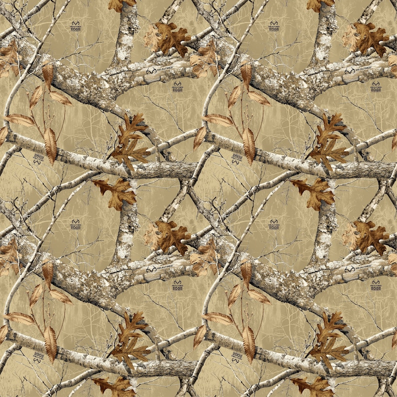 Fleece Realtree Edge Camouflage Trees Leaves Desert Cream Fleece Fabric ...