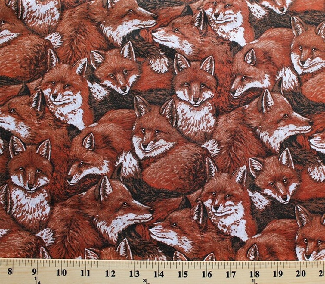 Cotton Fox Love Allover Animal Foxes Packed Cotton Fabric Print by the ...