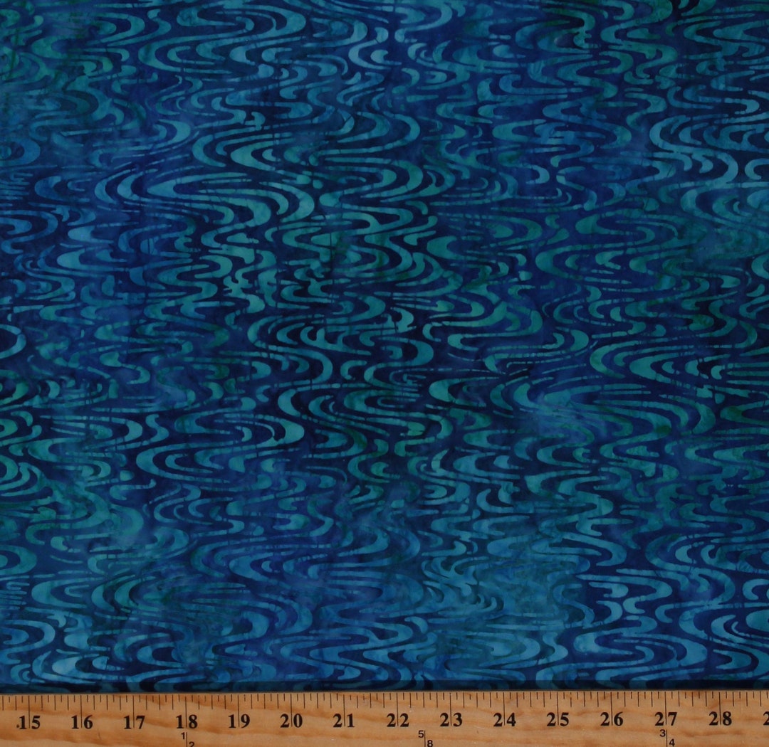 Cotton Batik Swirled Swirls Patterned Designed Blue and Green Cotton ...