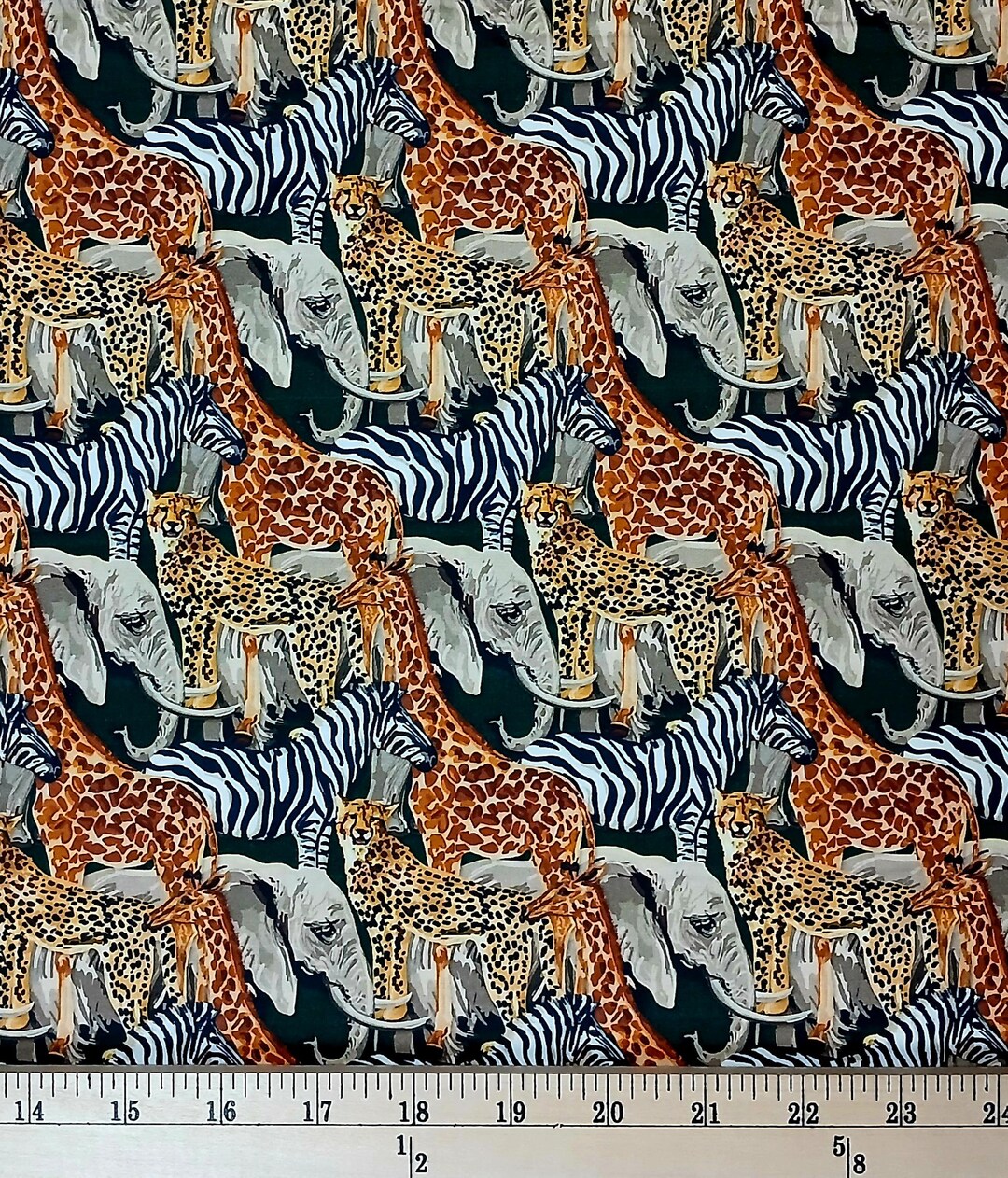Cotton Into the Wild Zebras Giraffes Elephants Cheetahs Packed ...