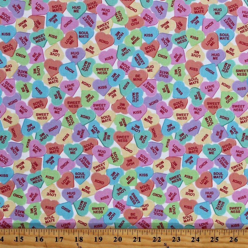 Multi Color Hearts Fabric - Etsy