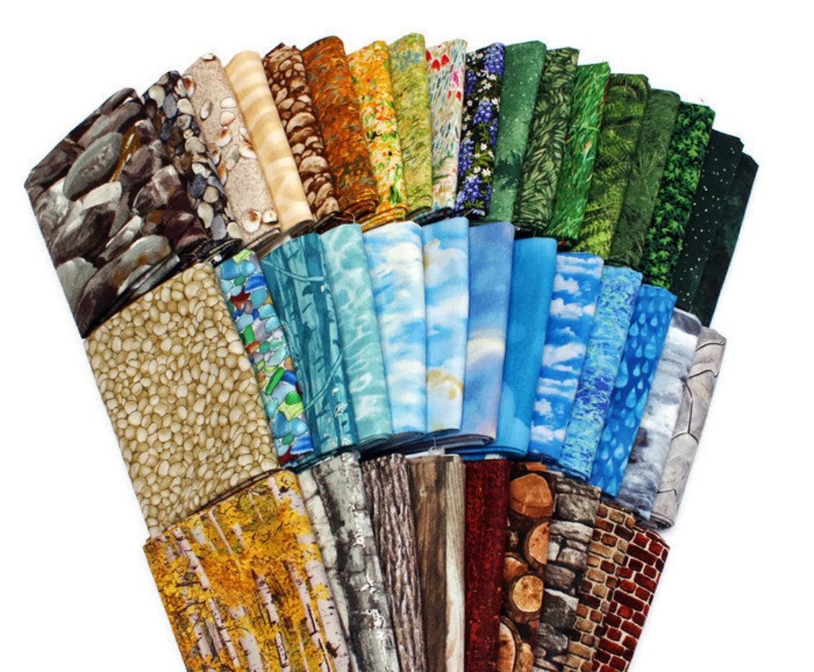 10 Fat Quarters - Assorted Landscape Quilt Nature Grass Birch Bark ...