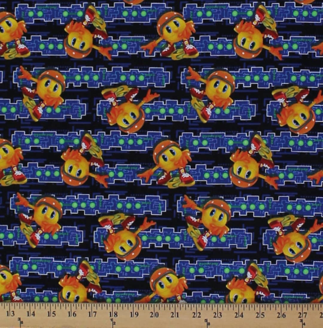 Cotton Pac Man Arcade Game Boarding Multi Cotton Fabric Print by the ...