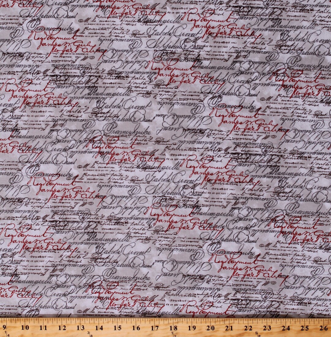 Cotton Writing Words French Multi Cotton Fabric Print by the Yard (ERA ...