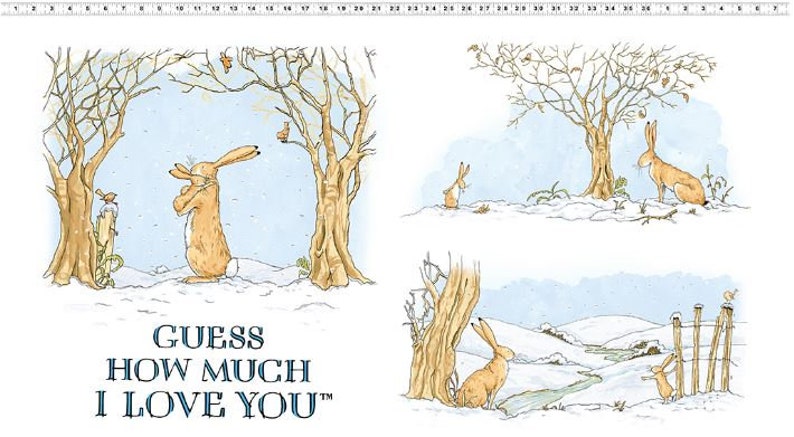 24" X 44" Panel Guess How Much I Love You Children's Book Scenes Hares ...