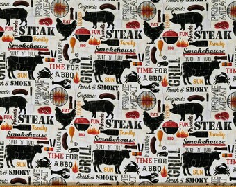 Hand Drawn Assorted Meats Fabric - Etsy