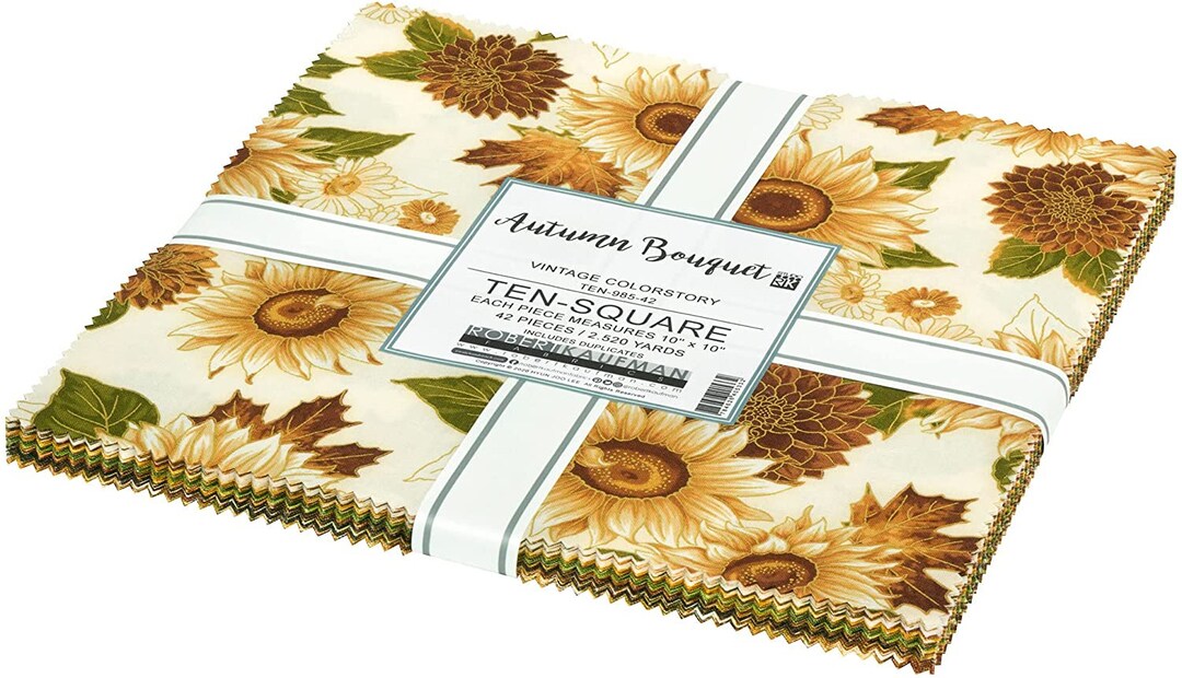 10" Layer Cake Squares - Autumn Bouquet Fall Autumnal Thanksgiving Gold ...