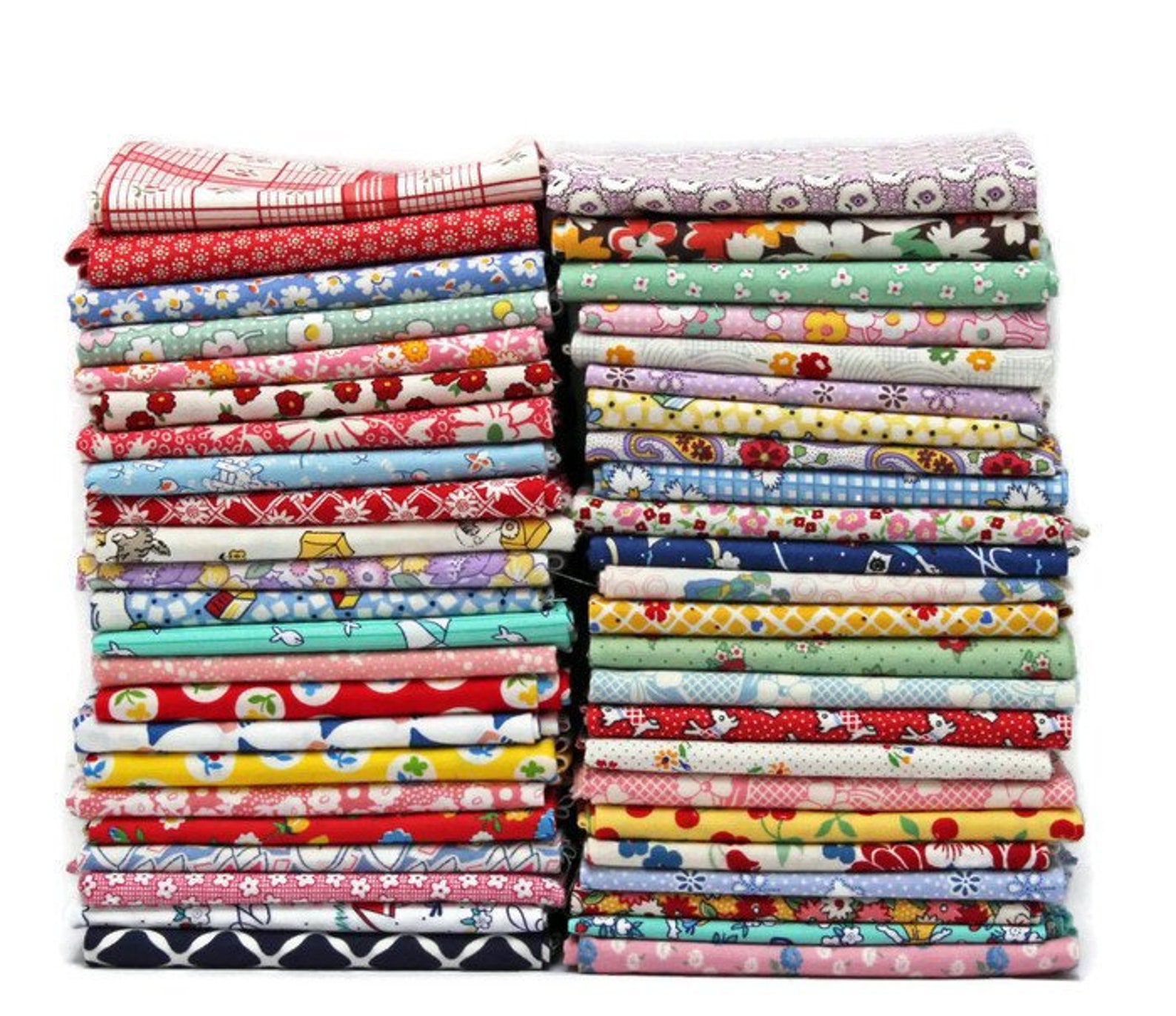 10 Fat Quarters - 1930's -1950's Reproduction Feed Sack Small Floral ...