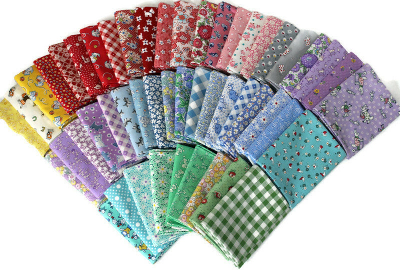 10 Fat Quarters - 1930's -1950's Reproduction Feed Sack Small Floral ...