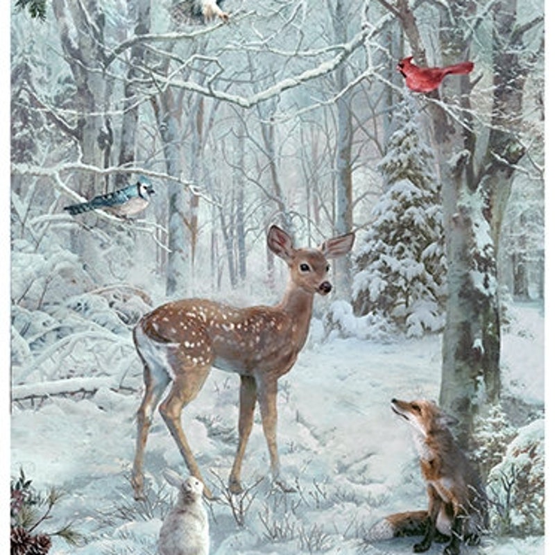 Winter Fabric Panel Deer - Etsy