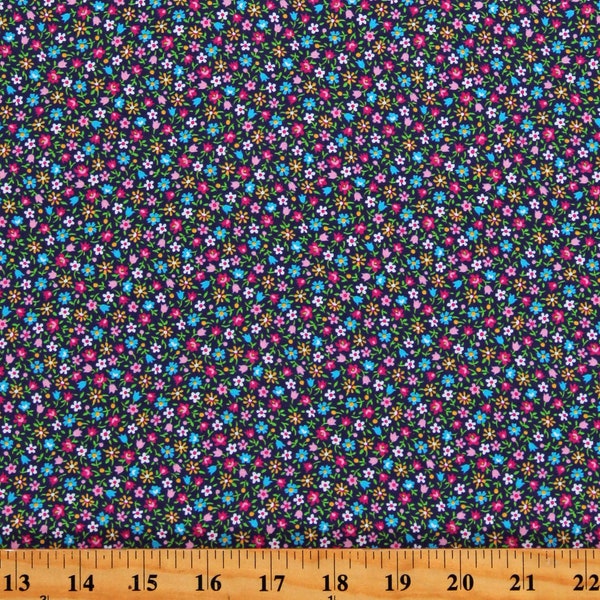 Navy Floral Fabric - Etsy