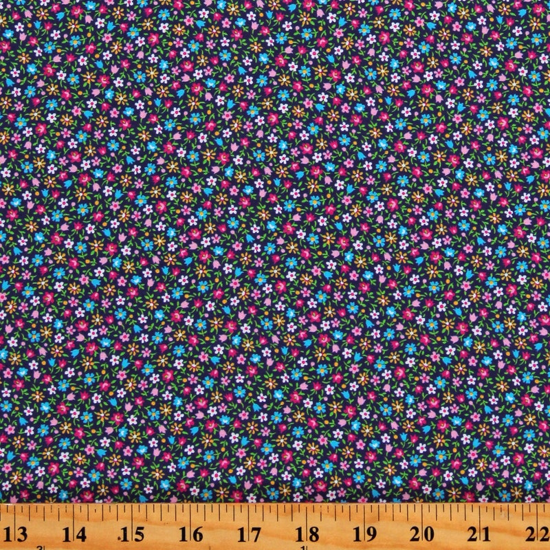 Navy Floral Fabric - Etsy