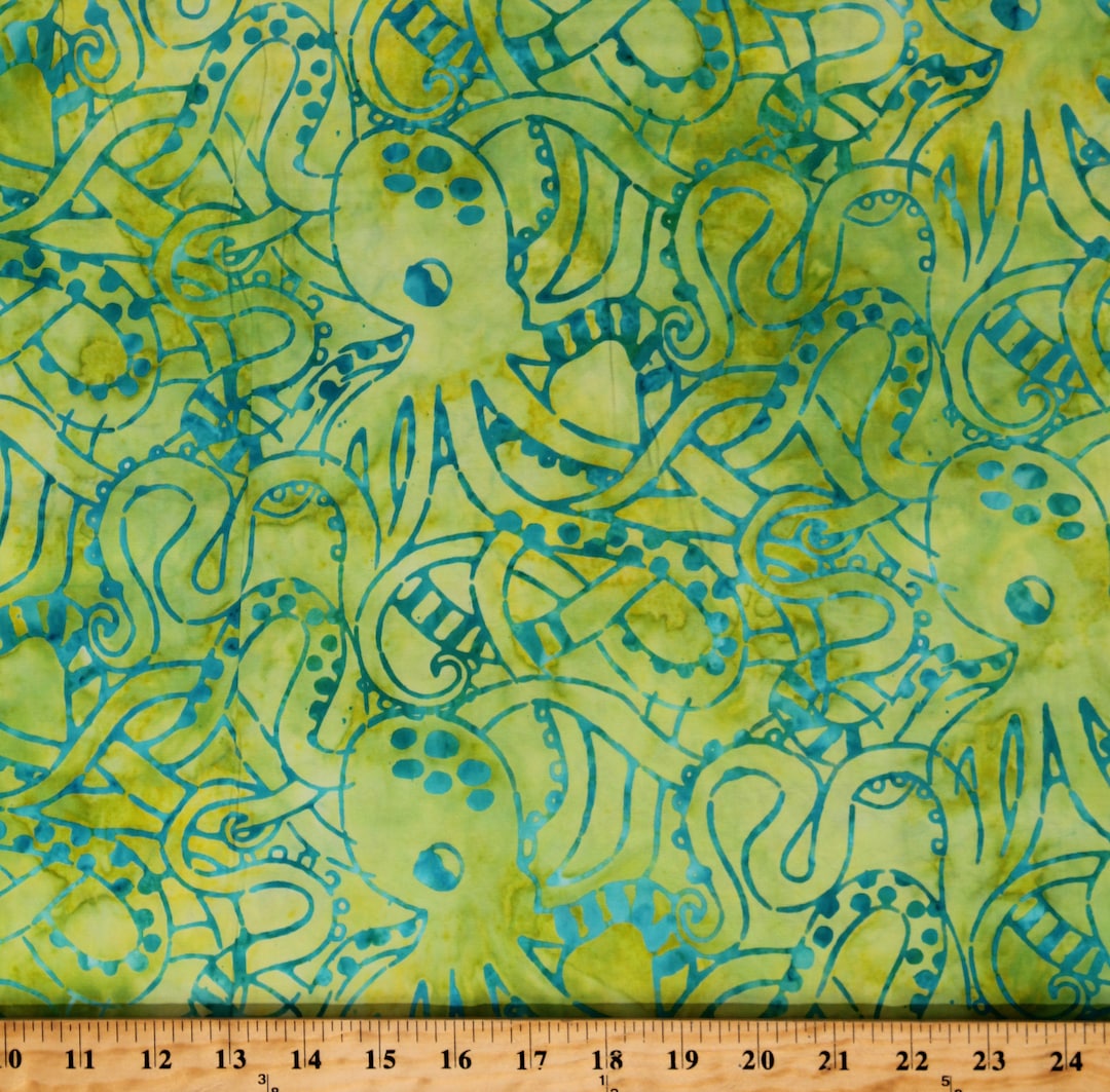 Cotton Batik Octopus Ocean Sea Octopi Cotton Fabric Print by the Yard ...