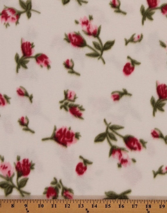 Fleece Pink Tulips/roses on White Flowers Fleece Fabric Print - Etsy