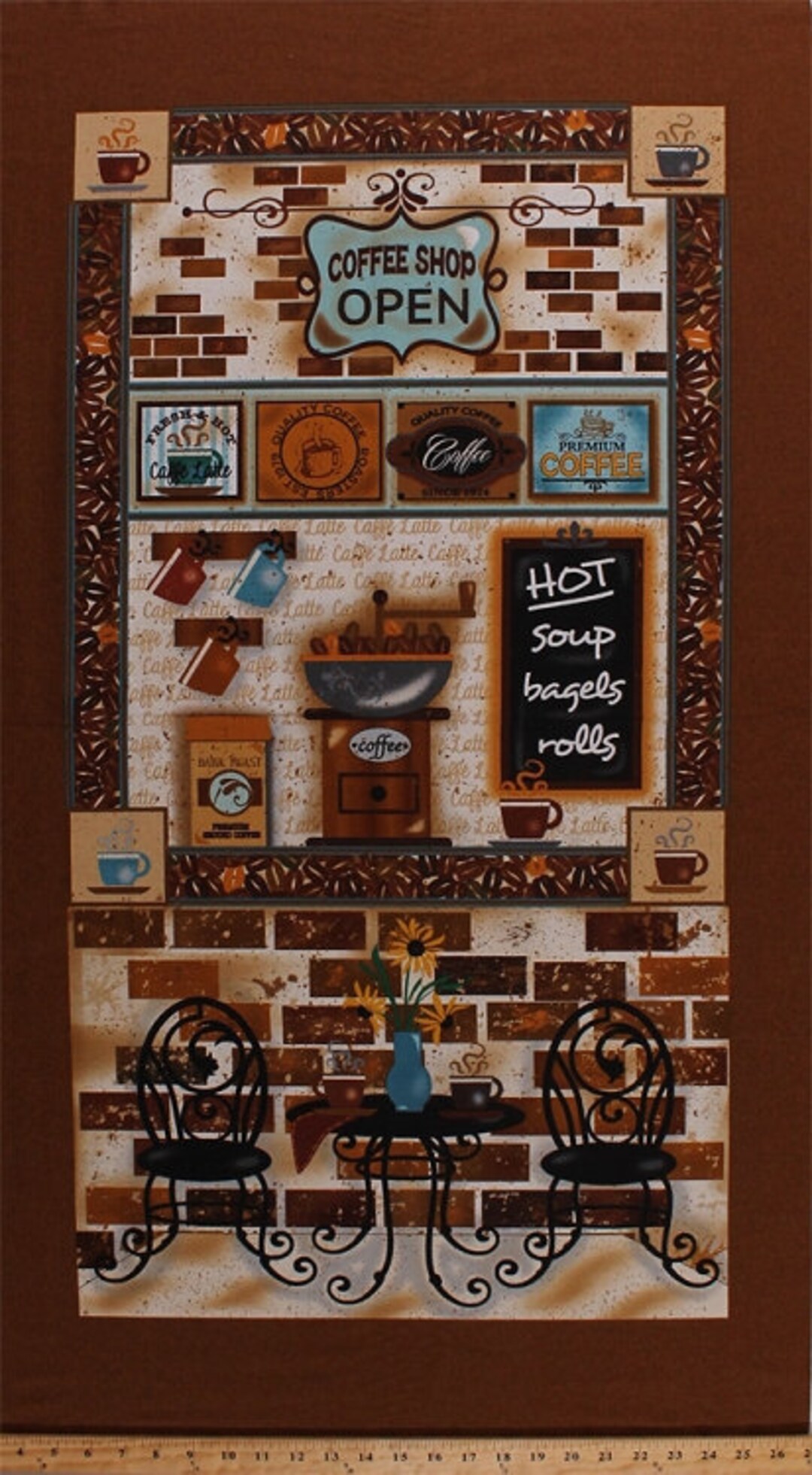 24" X 44" Panel Coffee House Shop Shoppe Restaurants Eatery Mugs Coffee ...