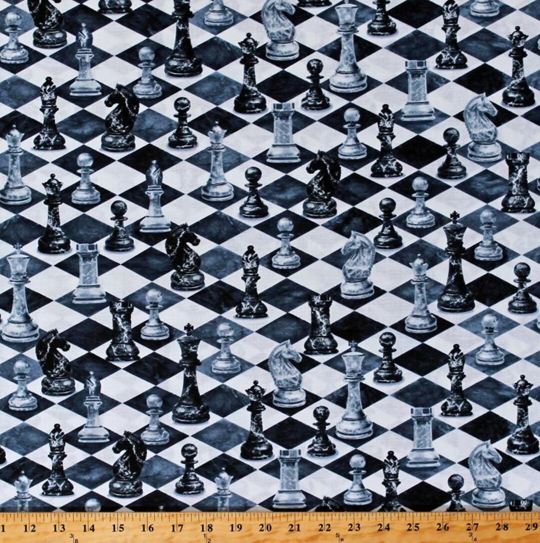 Cotton Chess Pieces Board Games Chessman Chessmen Pawns Slate Gray Blue ...