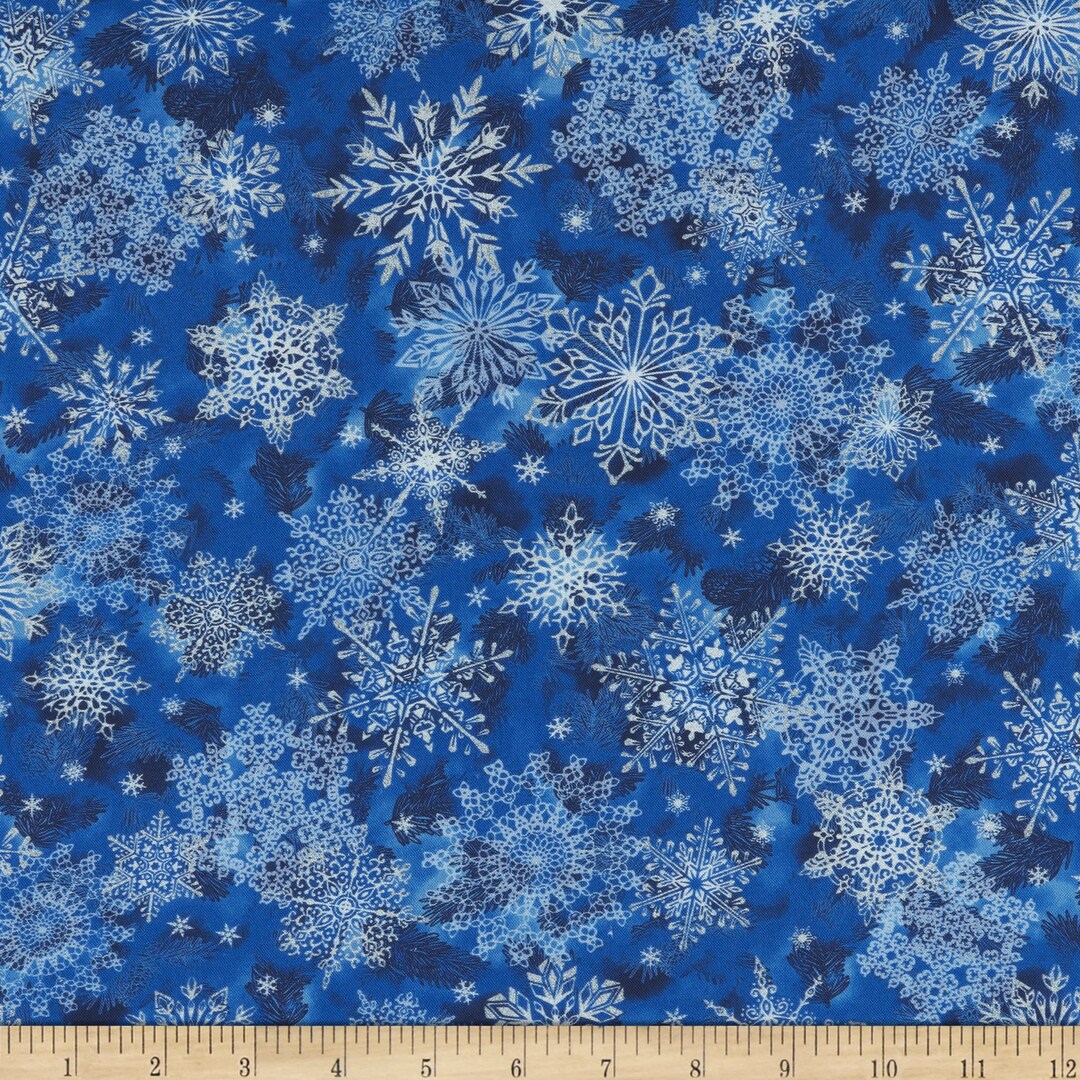 108" Wide Quilt Backing Snowflakes Blue Winter Christmas Holiday ...