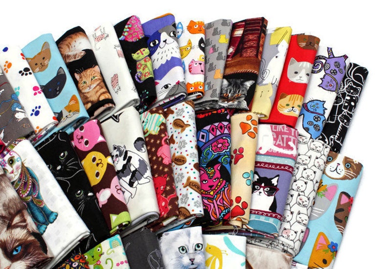 10 Fat Quarters - Cats Kittens Kitty Cat Pets Felines Animals Assorted ...