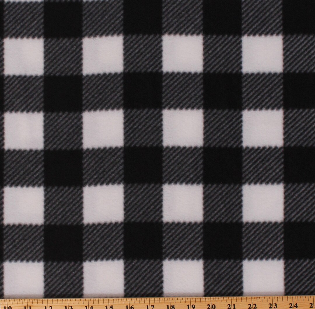 Fleece Buffalo Plaid Black and White 2 Buffalo Checks Squares Fleece ...