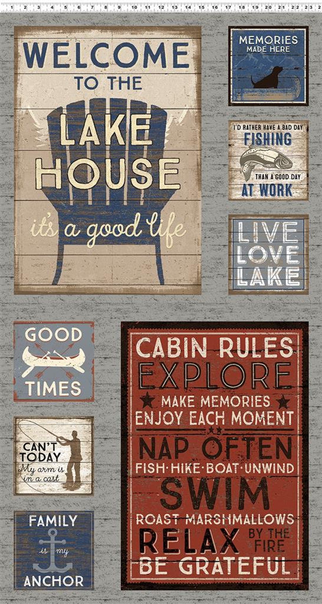 24" X 44" Panel on Lake Time Lake House Cabin Signs Lake Life Fishing ...