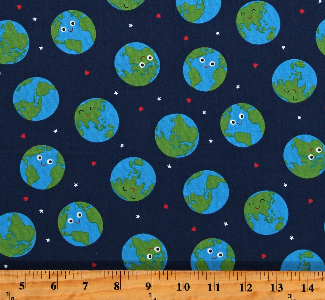 Cotton Planet Earth Globes World Planets Hearts Stars Rainbow Garden ...