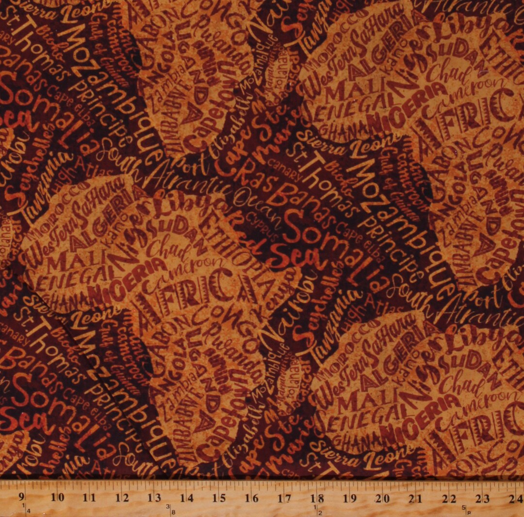 Cotton African Map Africa Country Countries Seas Gulfs Rivers Cities ...
