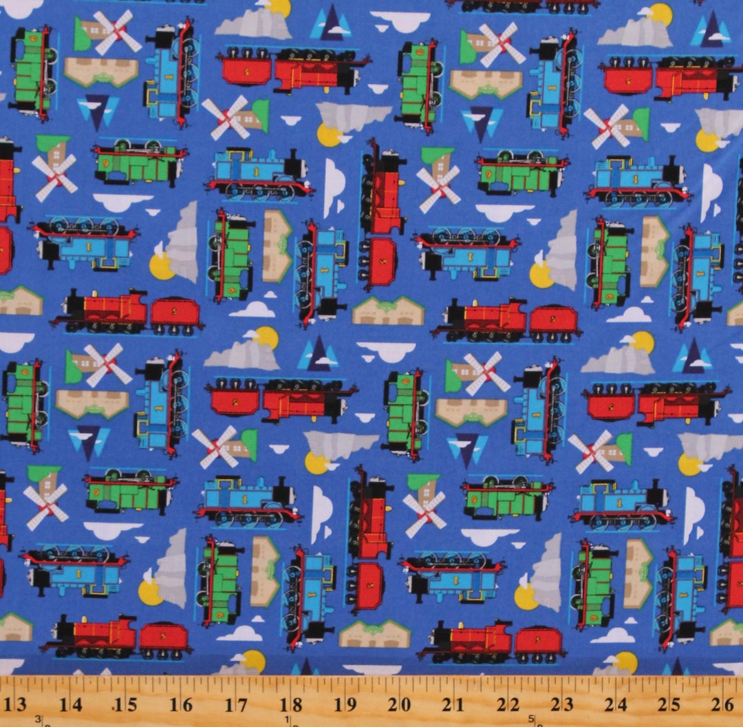 Cotton Trains Thomas the Train Cartoons Transportation Cotton Fabric ...