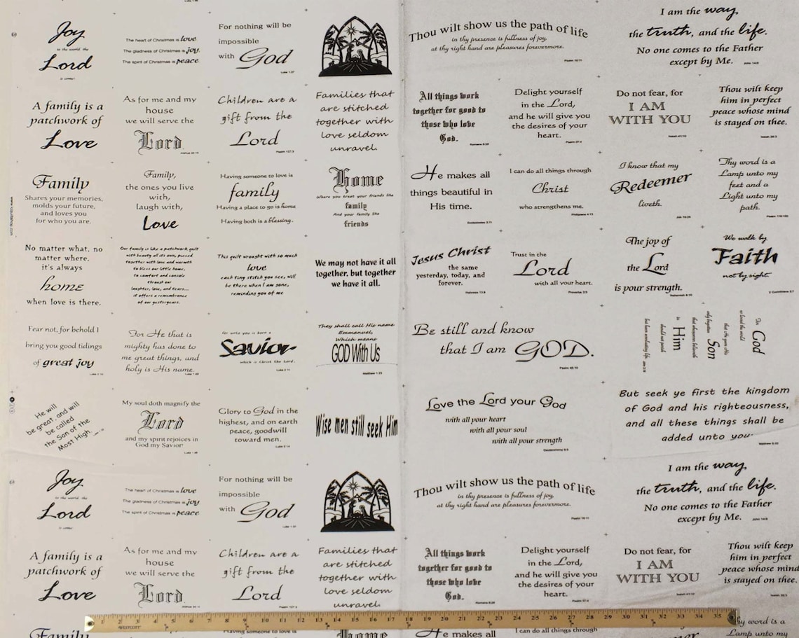 Bible Verses Wise Sayings Quilting Blocks Cotton Fabric Panel - Etsy