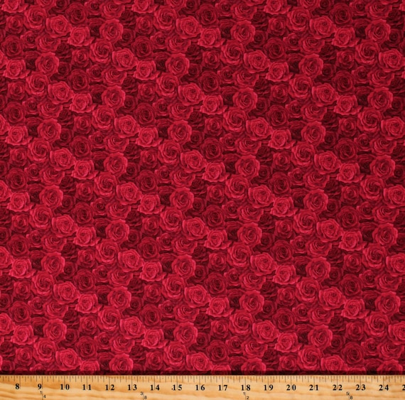 Cotton Red Roses Flowers Floral Summer Garden Valentines Day - Etsy