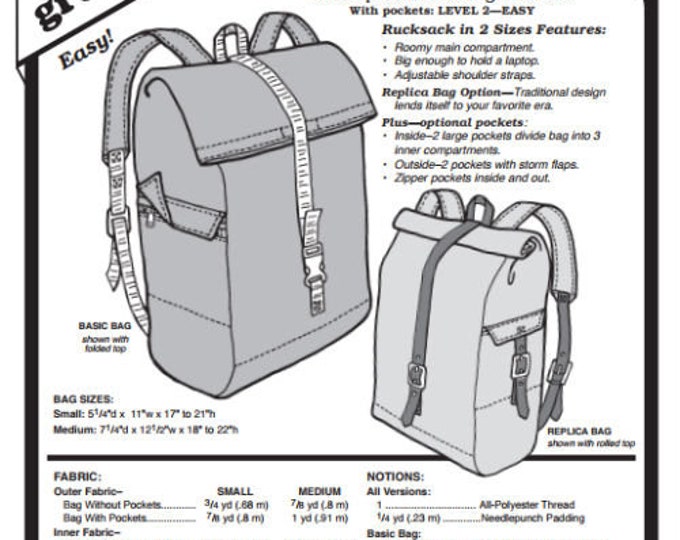 Pioneer Rucksack Backpack Bag 563 Sewing Pattern pattern - Etsy