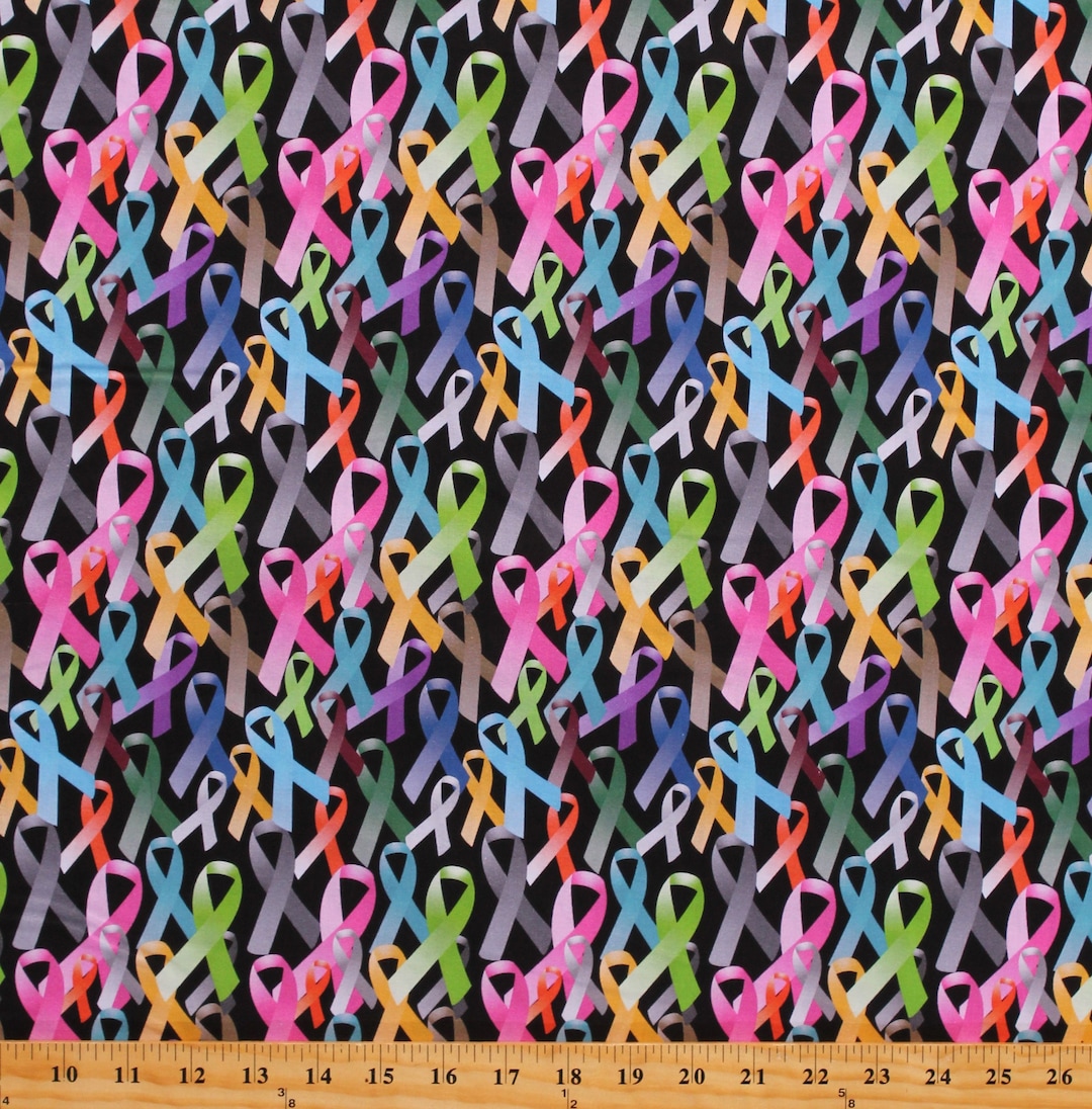 Cotton Cancer Awareness Ribbons All Cancers Colorful Bows on Black ...