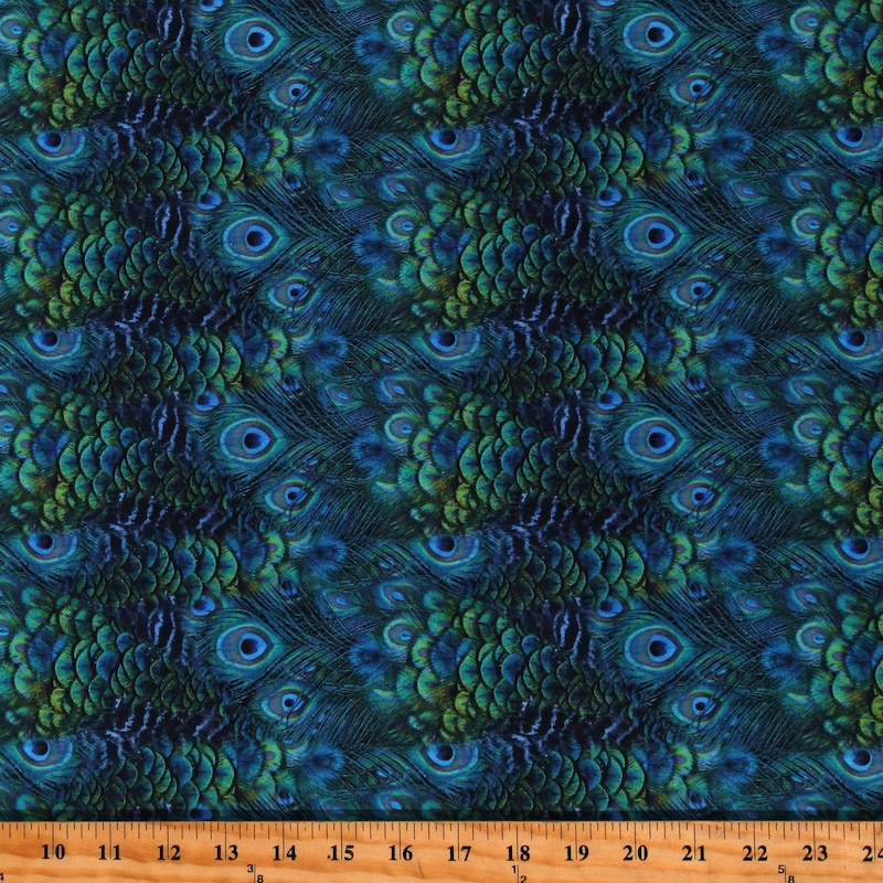 Peacock Print Fabric - Etsy