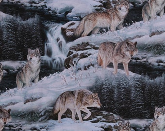 Wolves & Wildflowers Digital Cotton Fabric Panel - Etsy