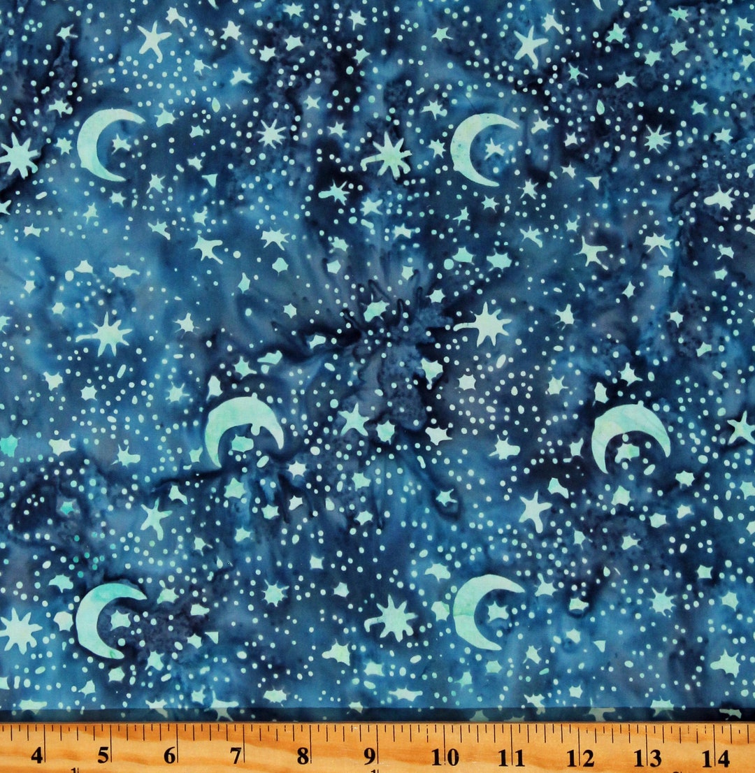 Cotton Batiks Stargazer Night Sky Skies Moons Stars Landscapes Galaxy ...