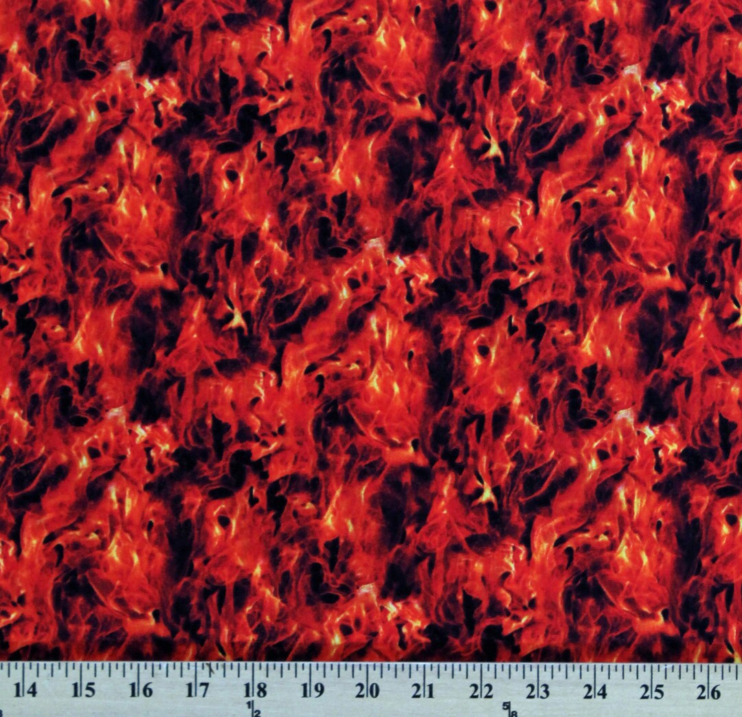 Cotton Fires Flames Red Under Fire Burns Cotton Fabric Print by the ...